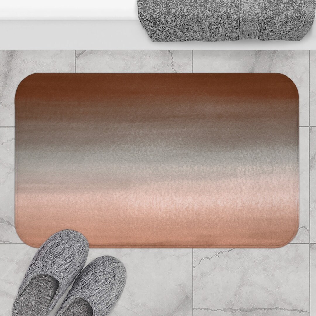 Abstract Cute Bath Mat and Rug, Dark, Blush Beige, Brown Blue, Rust ...