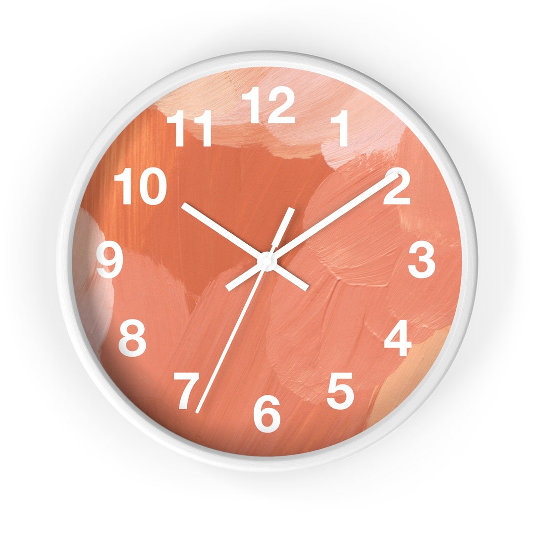 Abstract Wood Wall Clock, Terracotta, Peach White Ombre Boho Modern ...