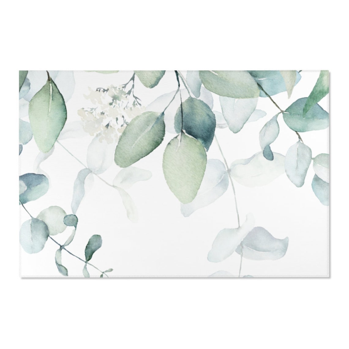 Area Rugs Eucalyptus Floral Green Teal Leaves Fancy - Etsy