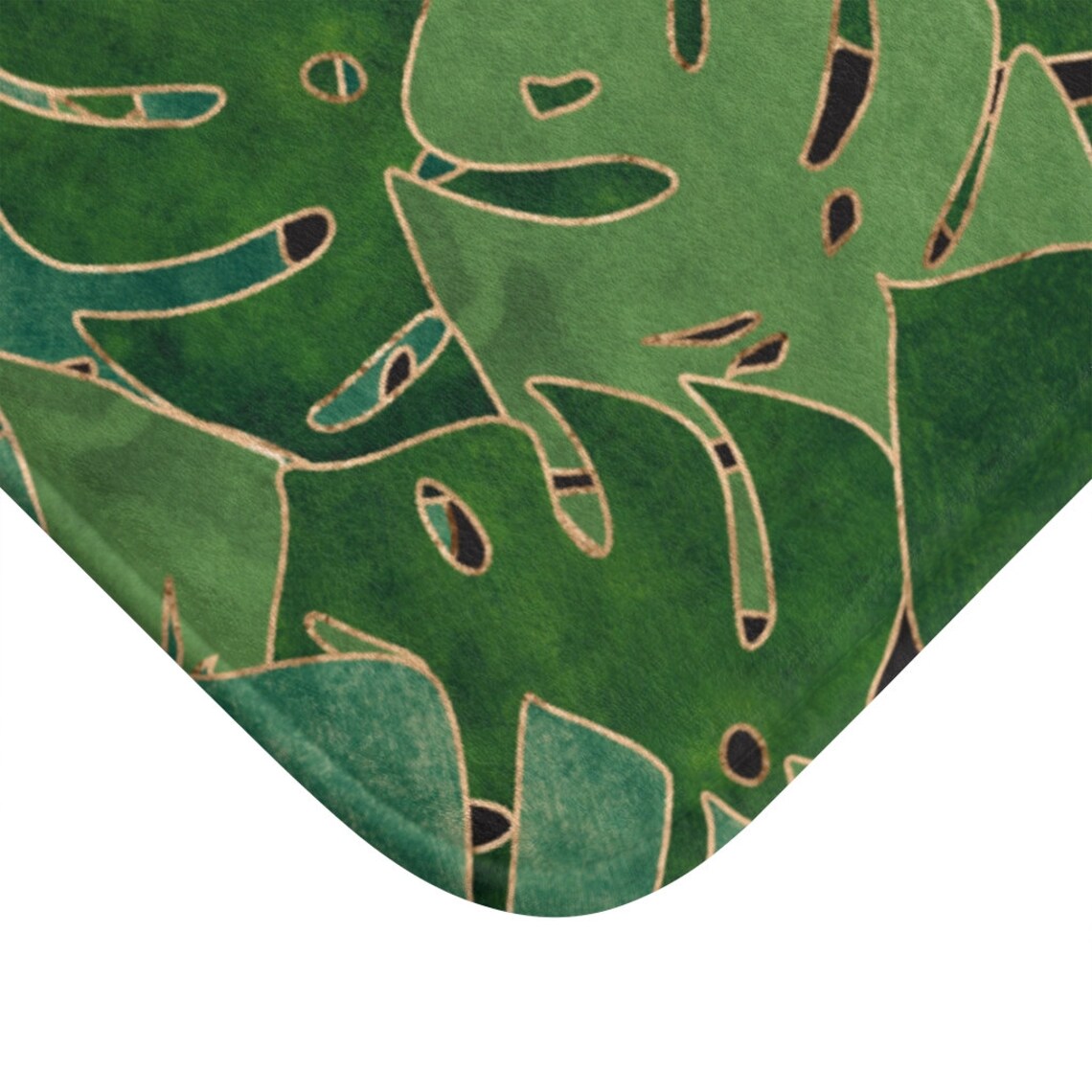 Bohemian Bath Mat Tropical Leaves Forest Emerald Green | Etsy