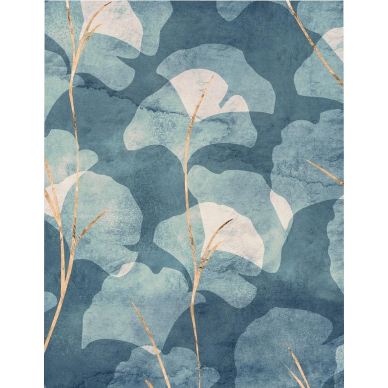 Blue Duvet Cover, Light Blue Beige, Ginko Leaves, Abstract Floral Art ...