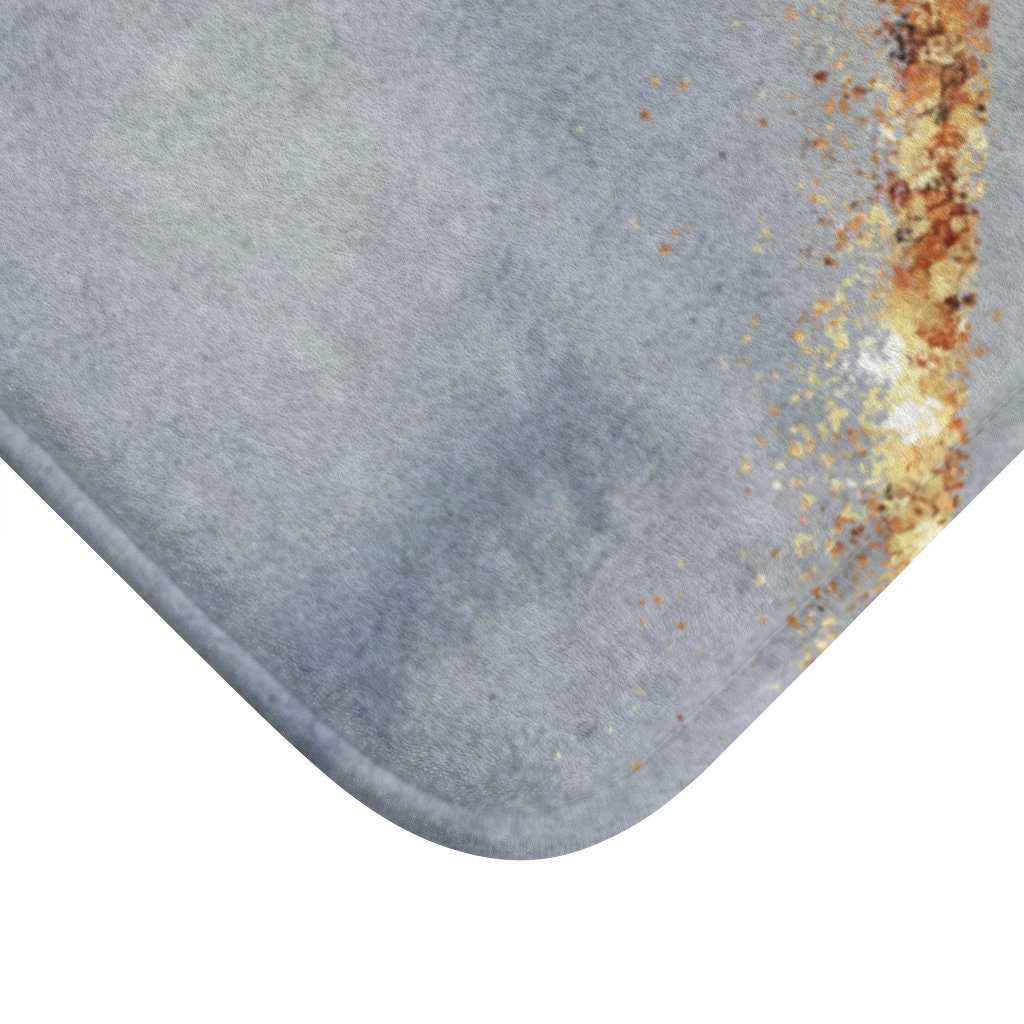 Boho Chic Abstract Bath Mat Dusty Navy Blue Gold Color | Etsy