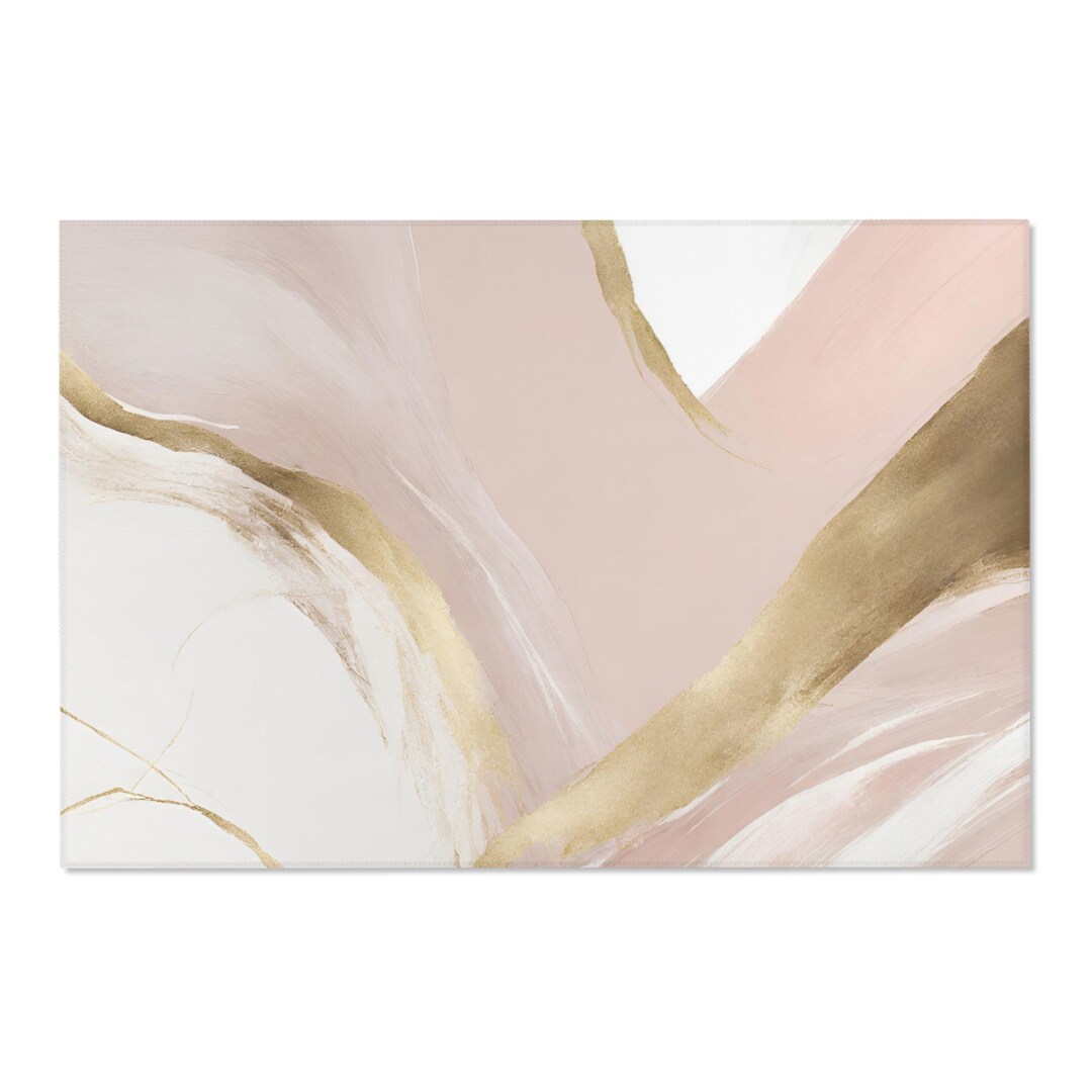 Boho Area Rug Carpet Abstract Blush Pink White, Muted Gold Beige Ombre ...