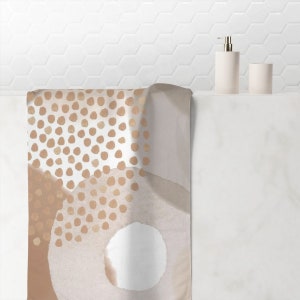 Boho Shower Curtain, Bath Mat, Towel, Abstract Blush Beige Earth Tones ...
