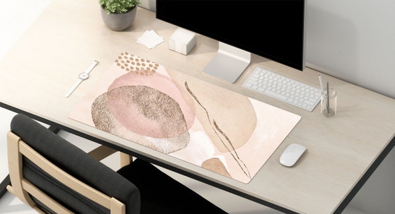 Cute Abstract Desk Mat Boho Blush Pink Beige Computer Desk | Etsy