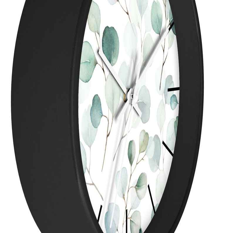 Eucalyptus Wall Clock Floral Wall Clock Mint Green Office or - Etsy