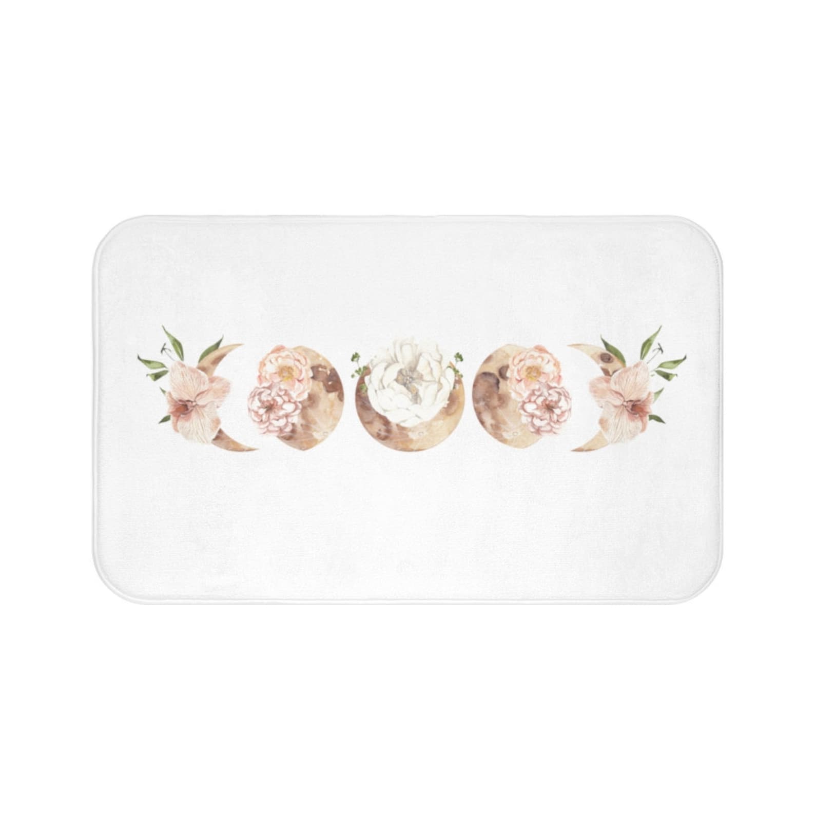 Celestial Bath Mat, Romantic Celestial Moon, Blush Pink Ivory, Floral ...