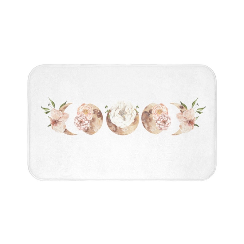 Celestial Bath Mat, Romantic Celestial Moon, Blush Pink Ivory, Floral ...