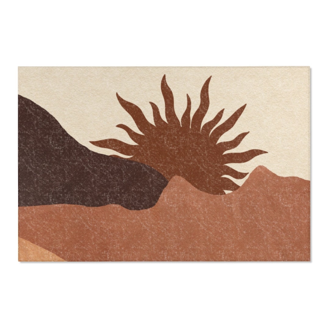 Boho Area Rug, Retro Mystic Celestial, Southwestern, Faded Terracotta ...