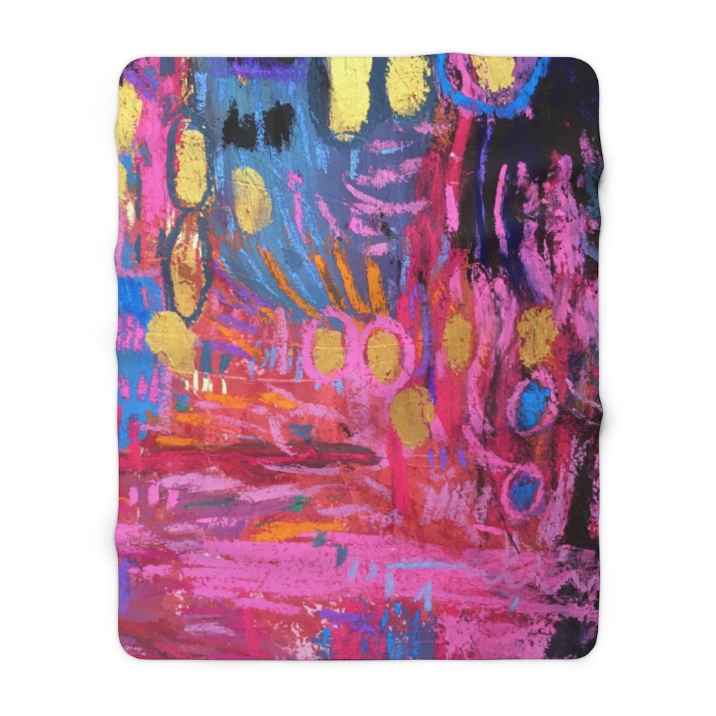 Cozy Comfy Blankets Colorful Abstract Pink Yellow Blue | Etsy