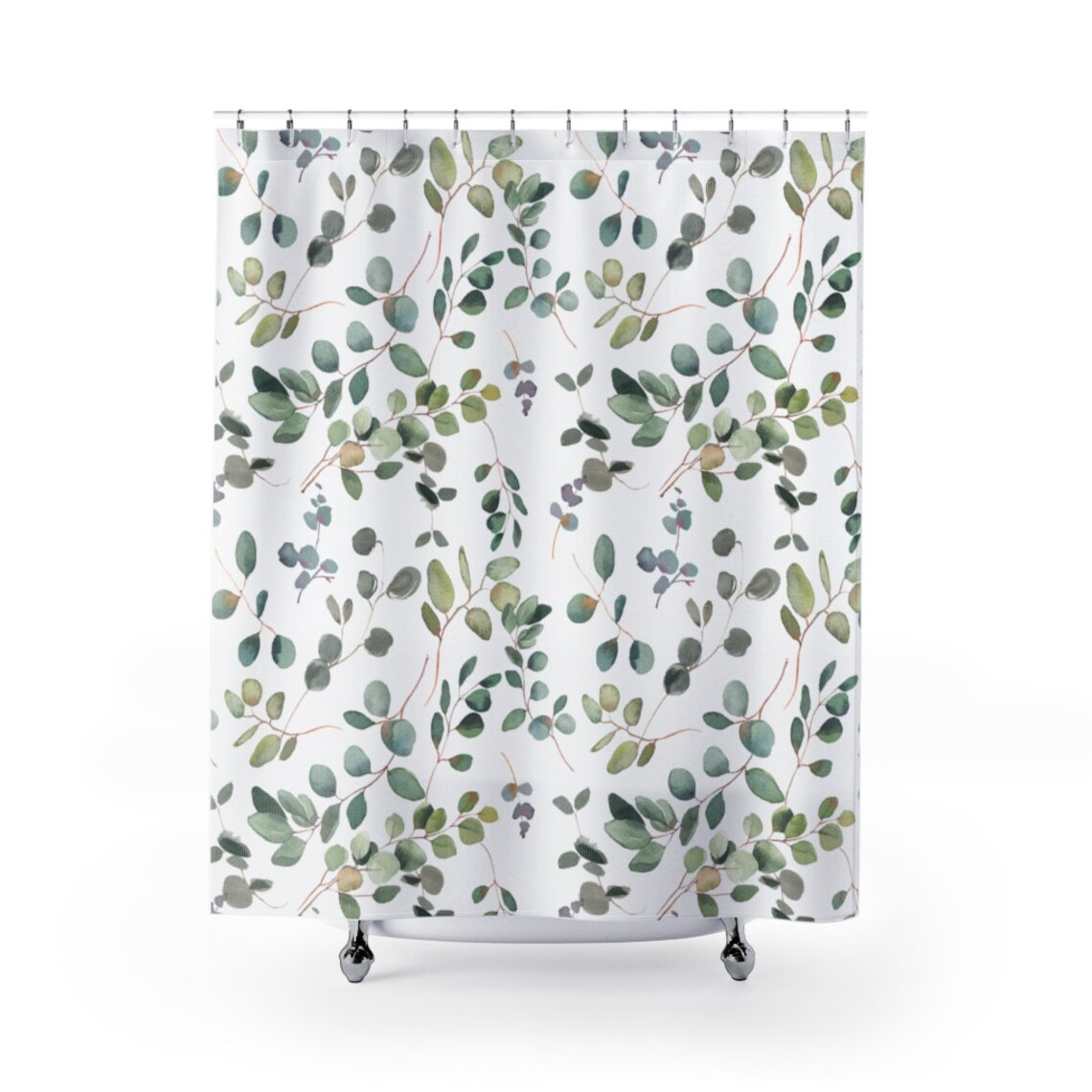 Floral Boho Shower Curtains Eucalyptus Leaves Sage Teal Etsy