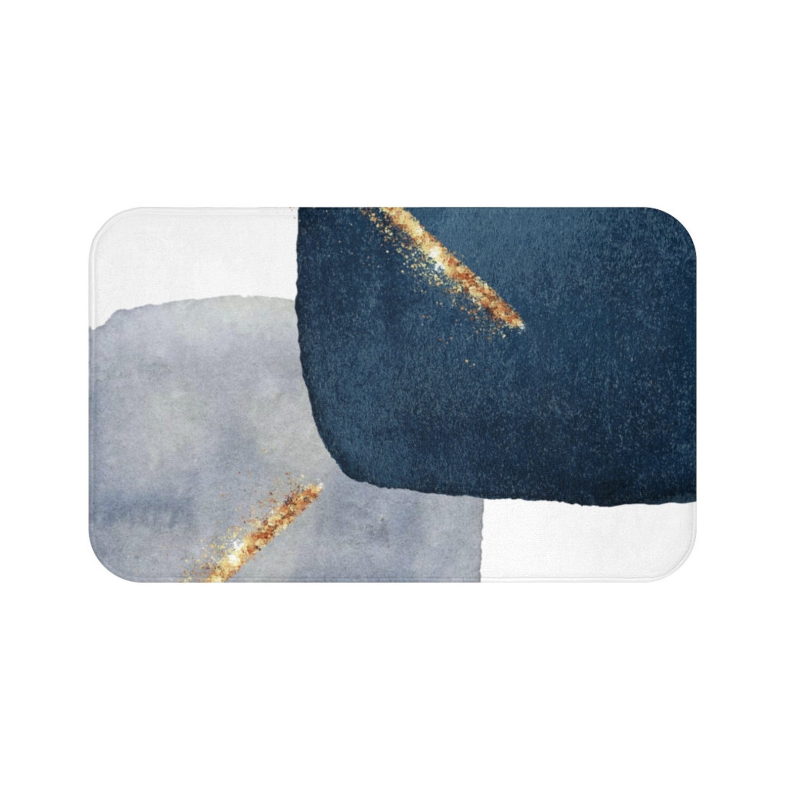 Boho Chic Abstract Bath Mat Dusty Navy Blue Beige Color - Etsy