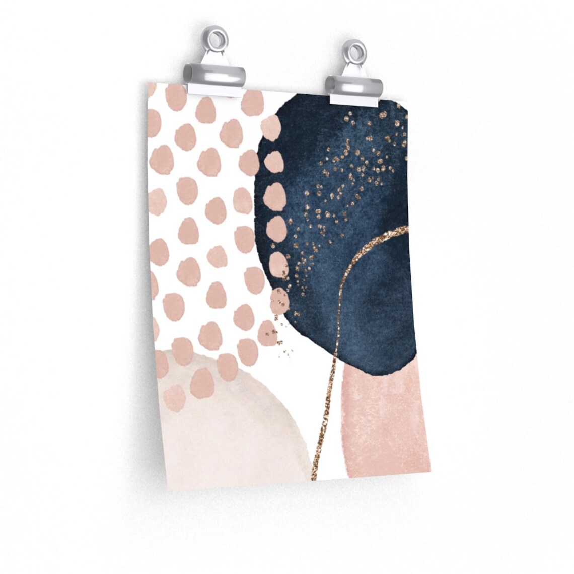 Abstract Art Wall Decor Ivory Navy Blush Pink and Gold - Etsy