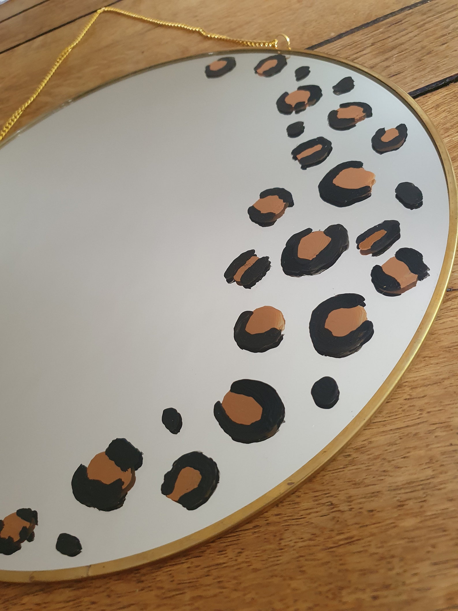 Hand painted leopard print hanging mirror | Etsy
