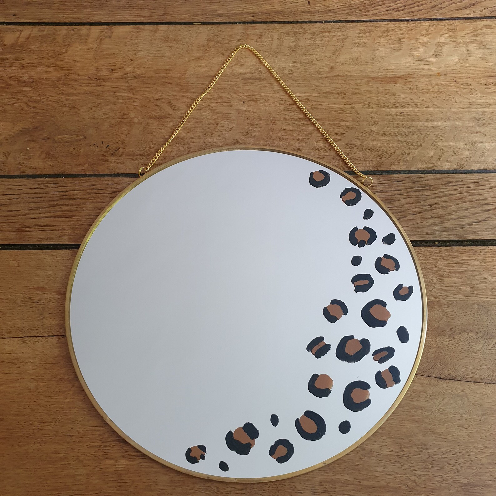 Hand painted leopard print hanging mirror | Etsy