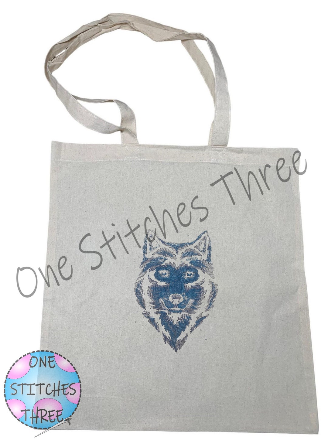 Blue Wolf Embroidered Tote Bag | Wolves Tote Bag | Wildlife Lover ...