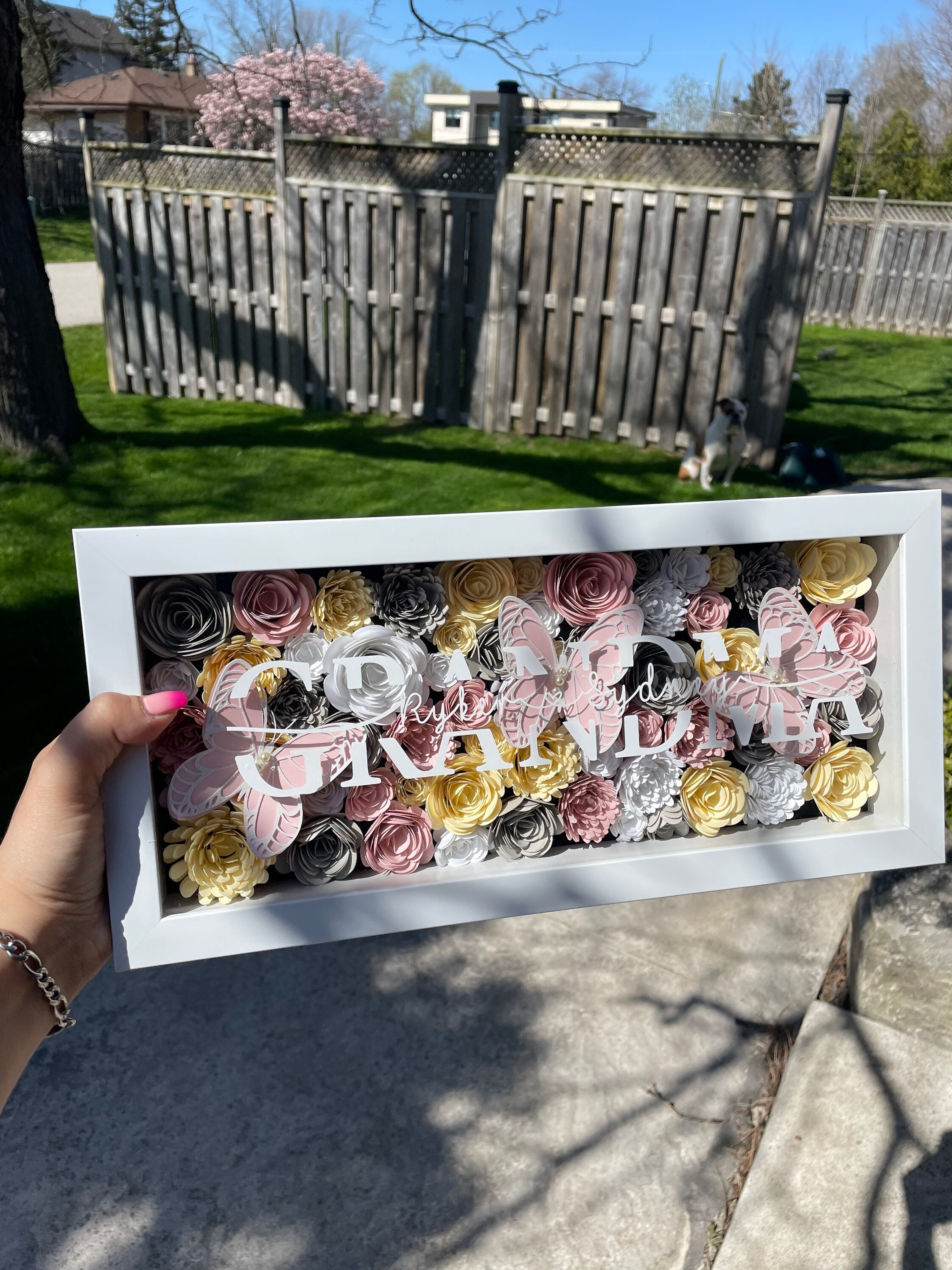 Grandma Custom Shadow Box With Grandchildrens Names - Etsy