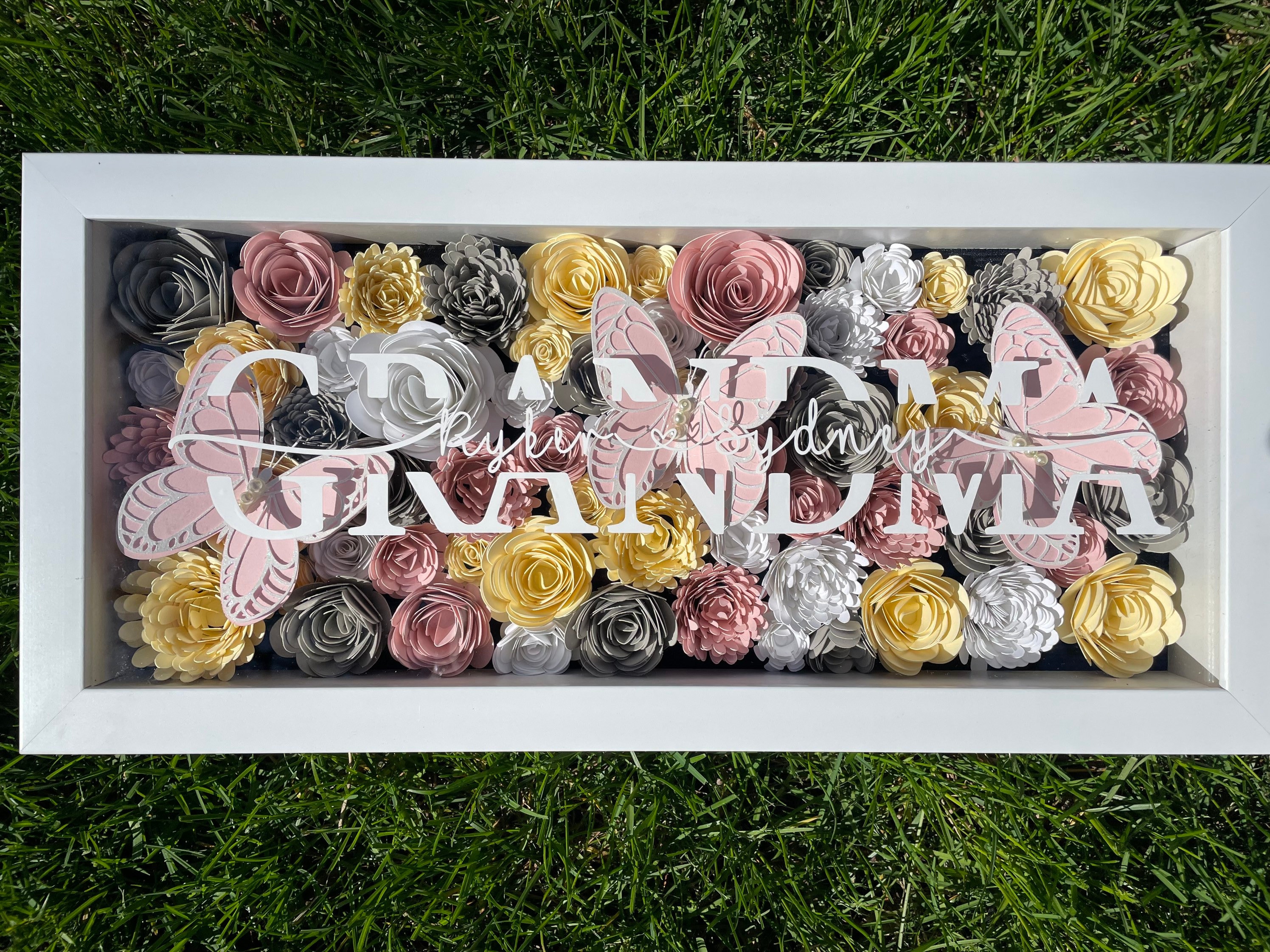 Grandma Custom Shadow Box With Grandchildrens Names - Etsy