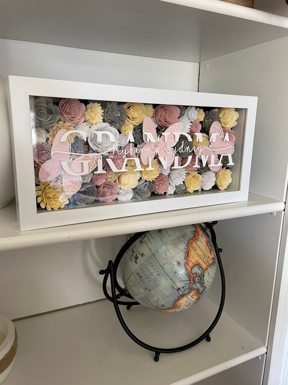 Grandma Custom Shadow Box With Grandchildrens Names | Etsy