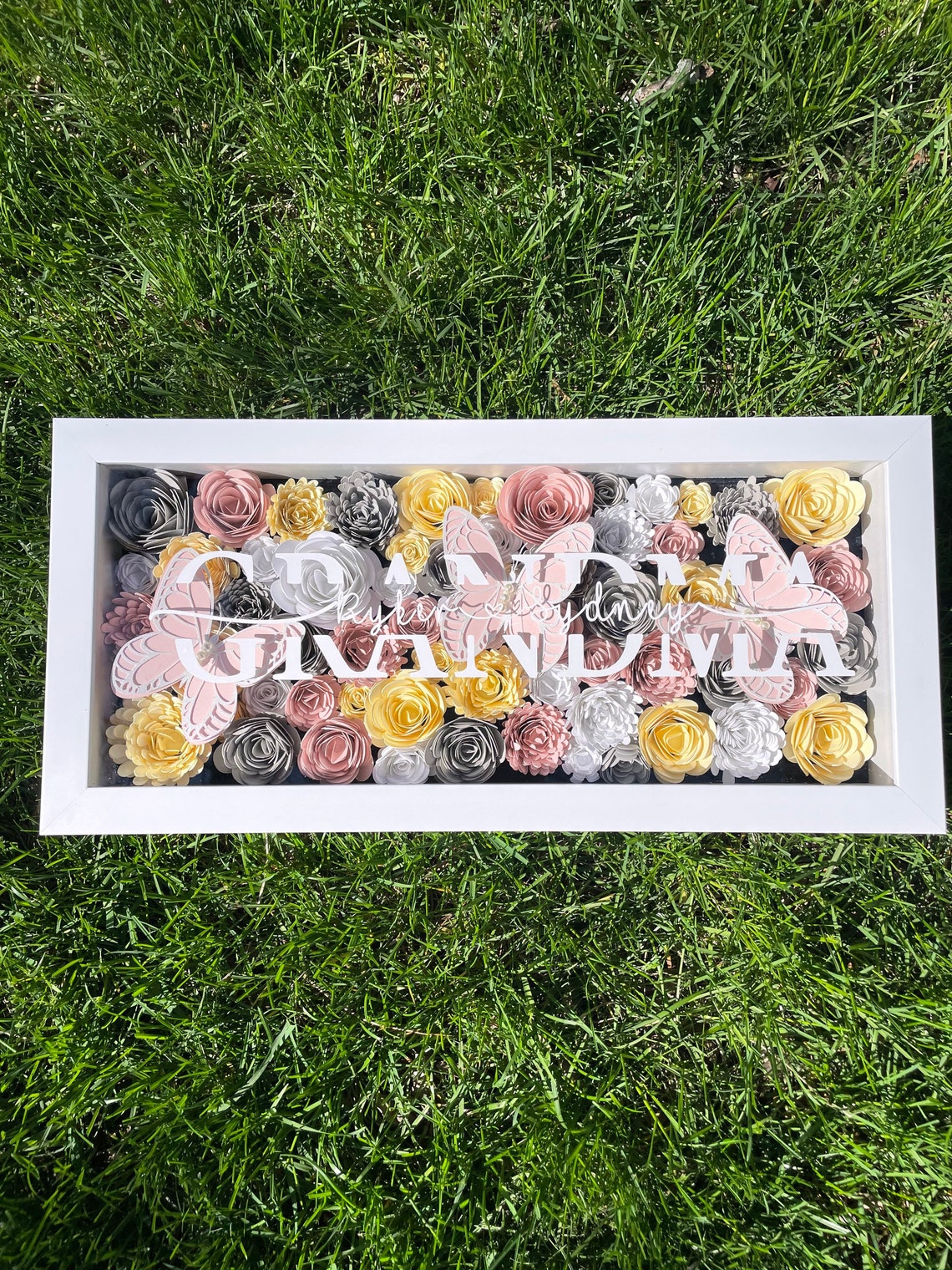 Grandma Custom Shadow Box With Grandchildrens Names - Etsy