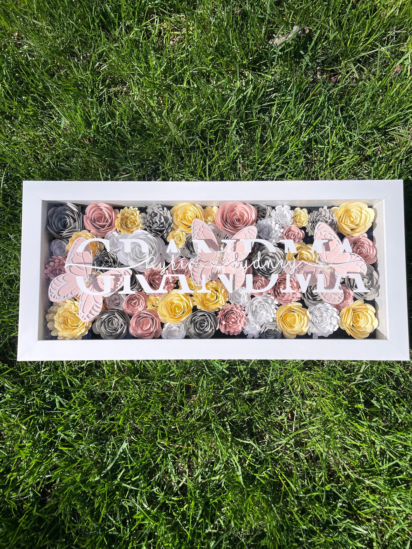 Grandma Custom Shadow Box With Grandchildrens Names - Etsy