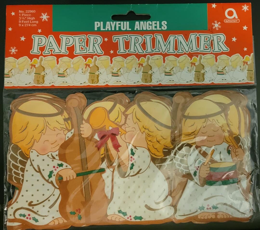 Vintage Paper Trimmer Playful Angels / Long Accordion Fold Border Trim ...