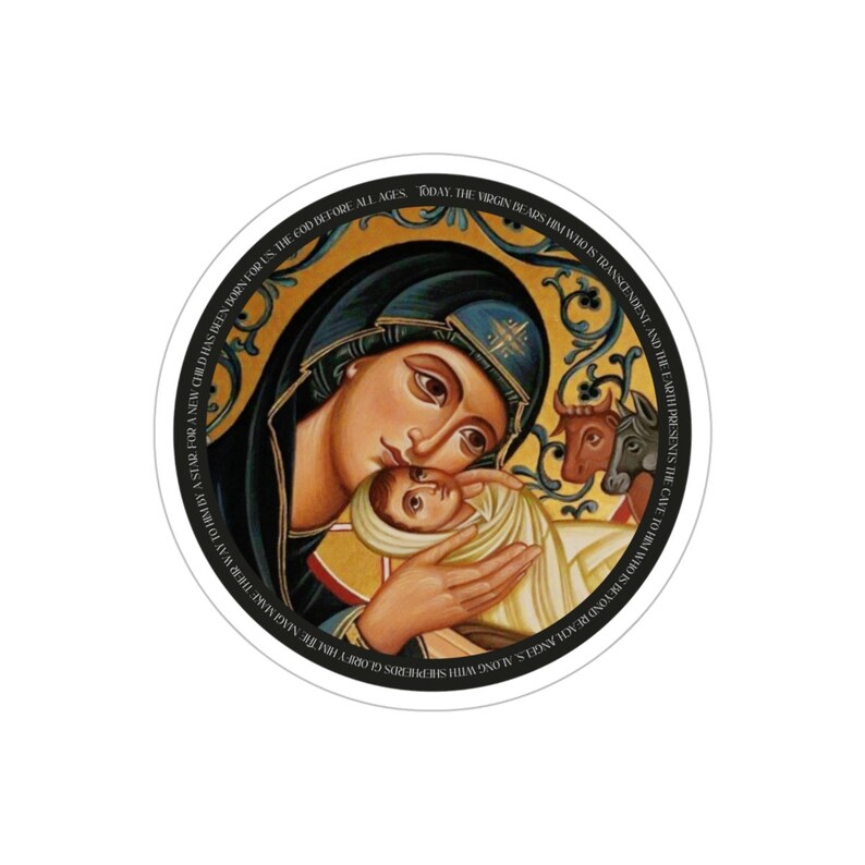 Transparent Nativity Icon With Kontakion Outdoor Sticker | Orthodox ...