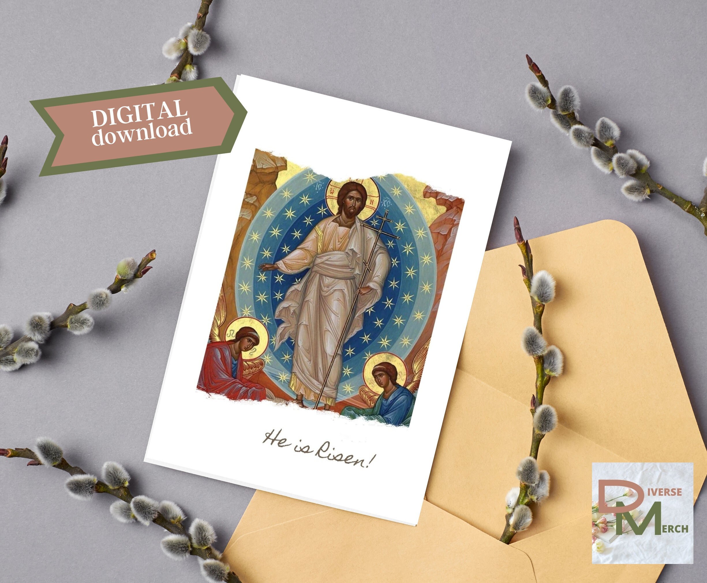 Printable Christ is Risen! Pascha Card | Orthodox Faith | Christian ...