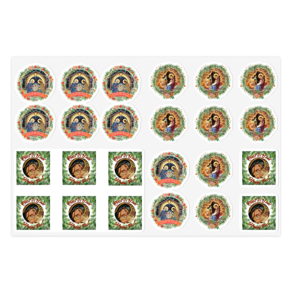 Christ is Born Happy Feast Sticker Sheet 1 Christmas Stickers Gift ...