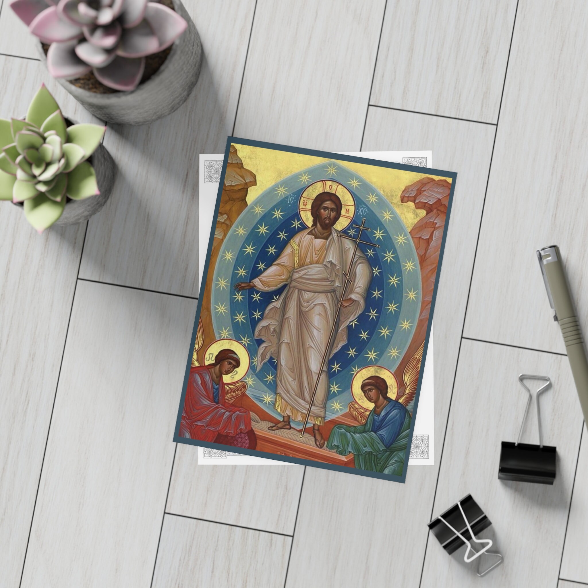 Resurrection With Hymn Card Bundles Orthodox Faith Pascha Feast ...