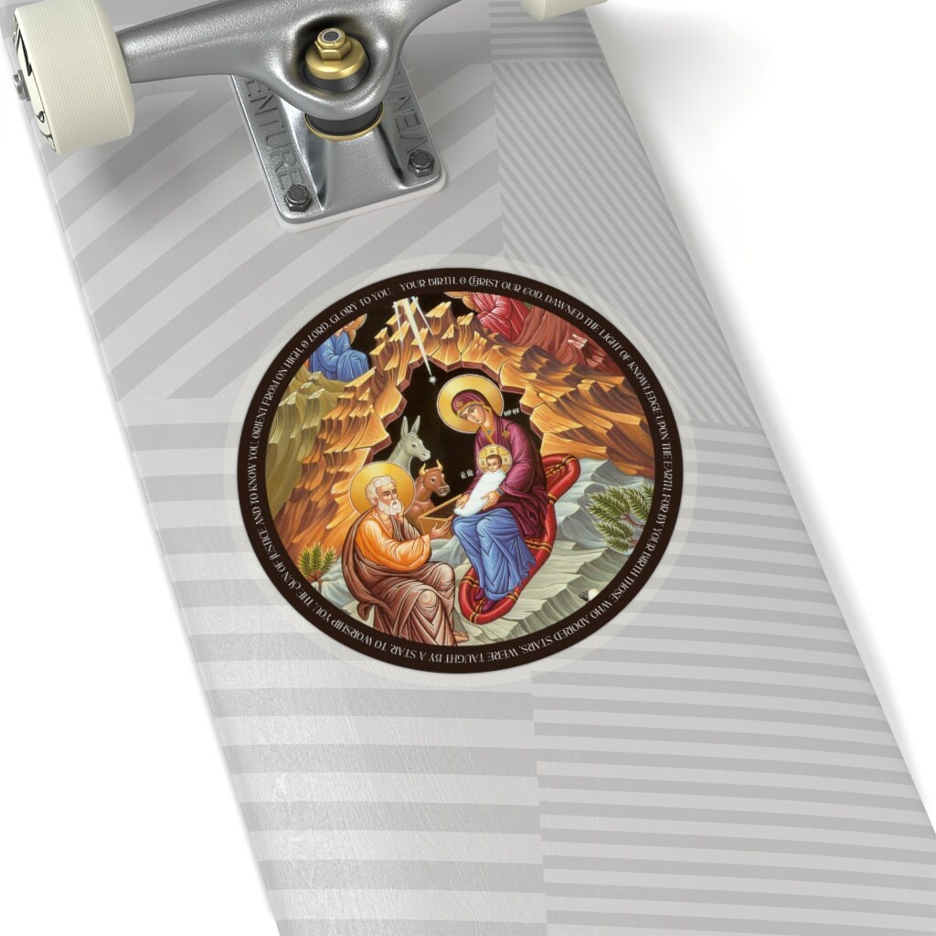 Nativity Icon With Apolytikion Sticker Orthodox Faith Christ is Born ...