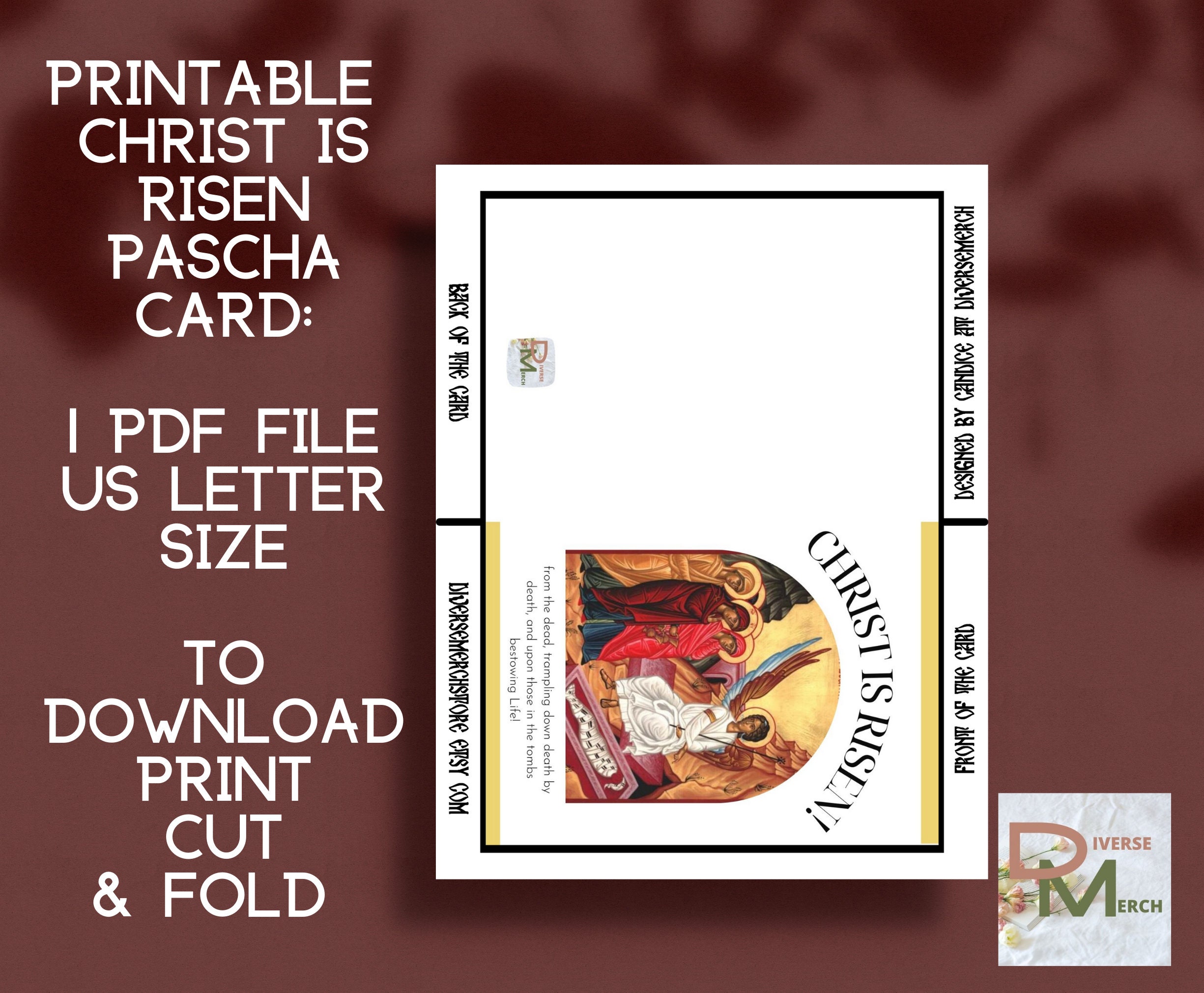 Printable Christ is Risen! Pascha Card | Orthodox Faith | Christian ...