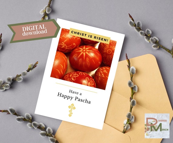 Printable Christ is Risen Pascha Card Orthodox Faith | Etsy