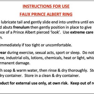 Prince Albert Faux Piercing - Stainless Steel Jewellery (model PA-202 ...