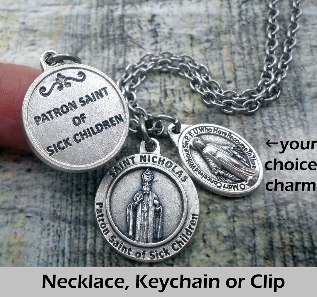 St. Nicholas, Patron Saint of Sick Children, Charm Necklace, Keychain ...