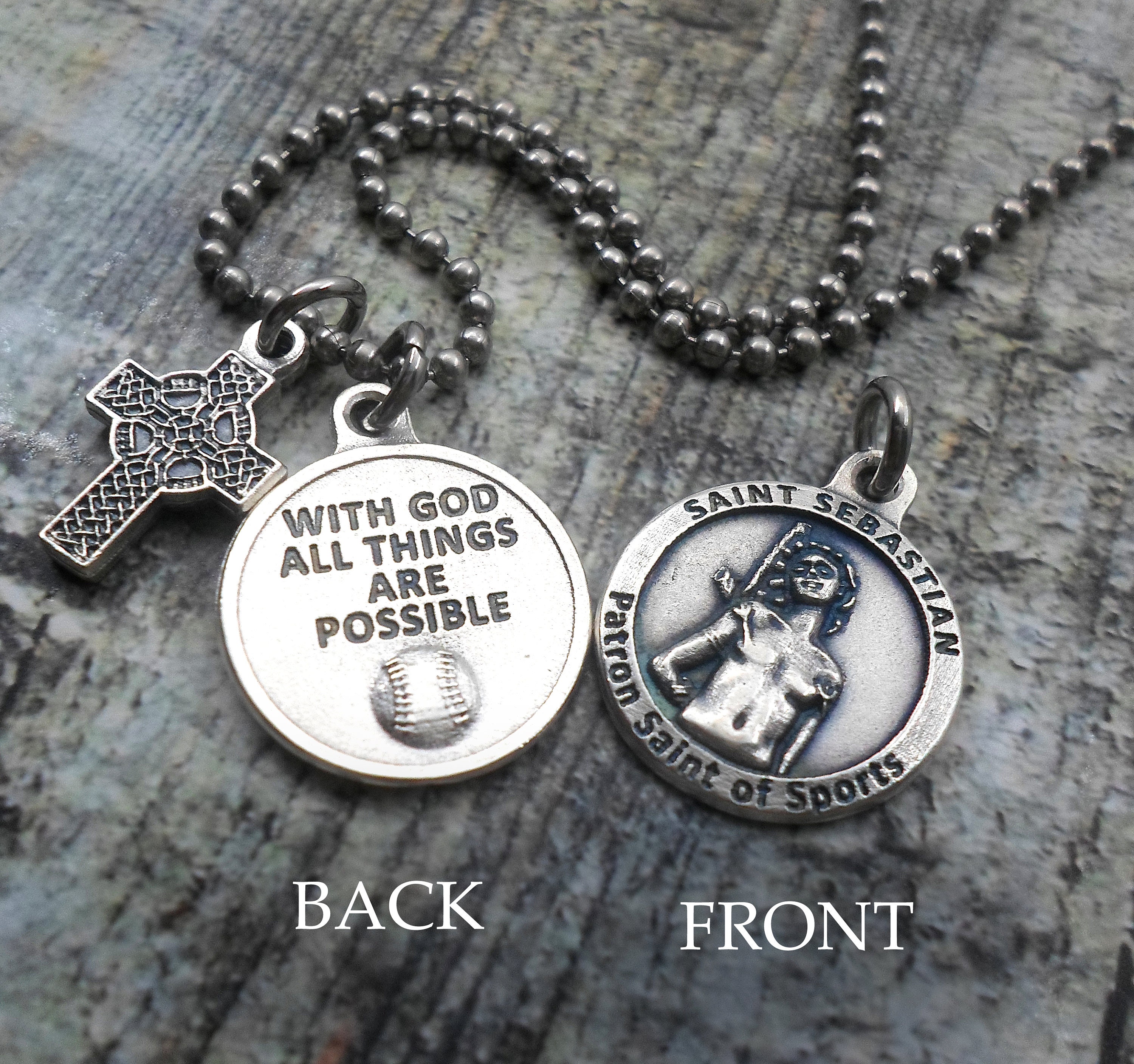 St. Sebastian Patron Saint of Baseball Charm Necklace | Etsy