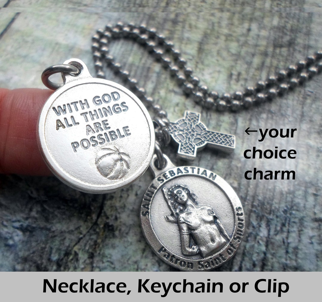 St. Sebastian, Patron Saint of Basketball, Charm Necklace, Keychain or ...