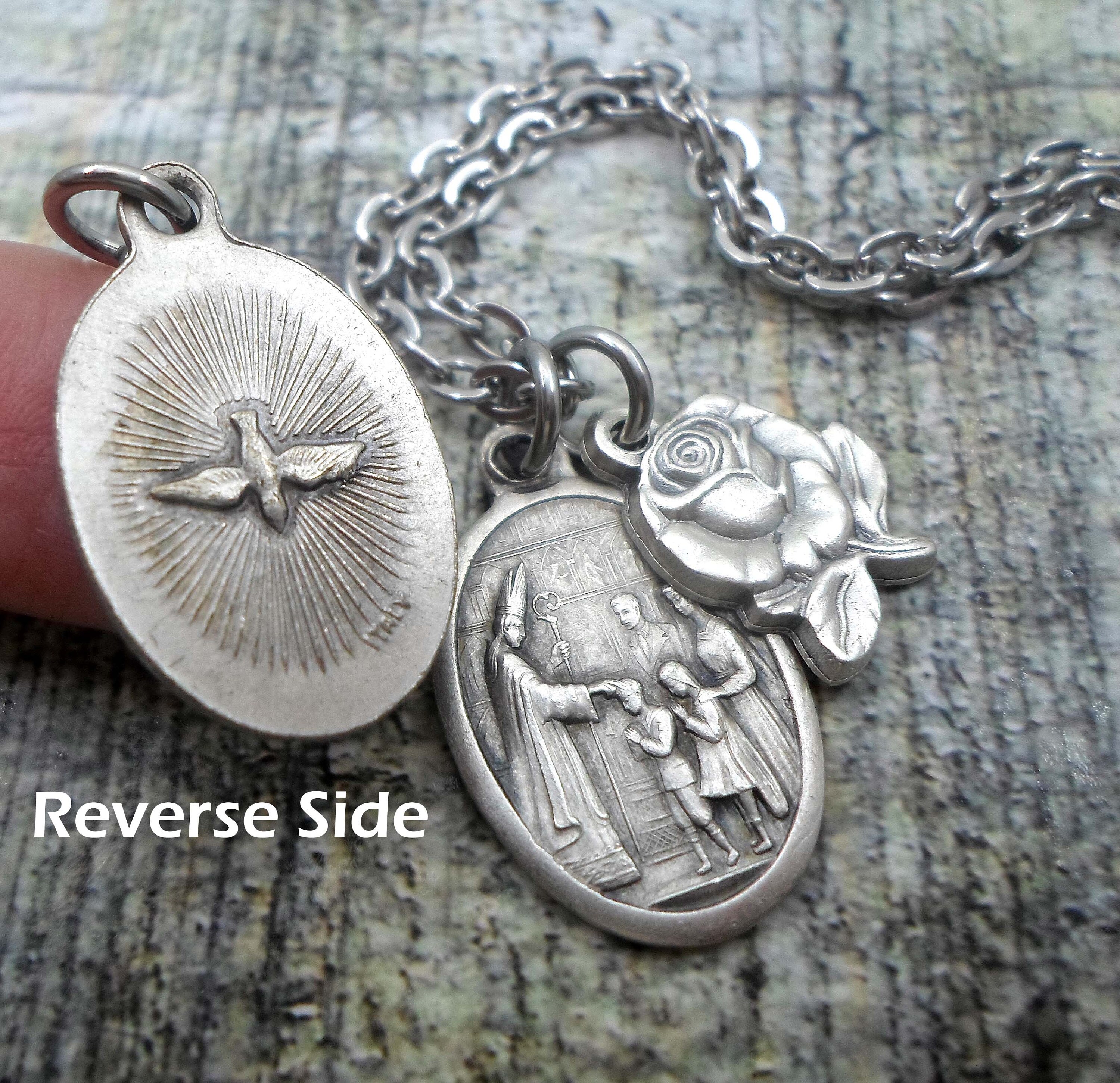 First Holy Communion Charm Necklace Keychain or Clip Patron - Etsy