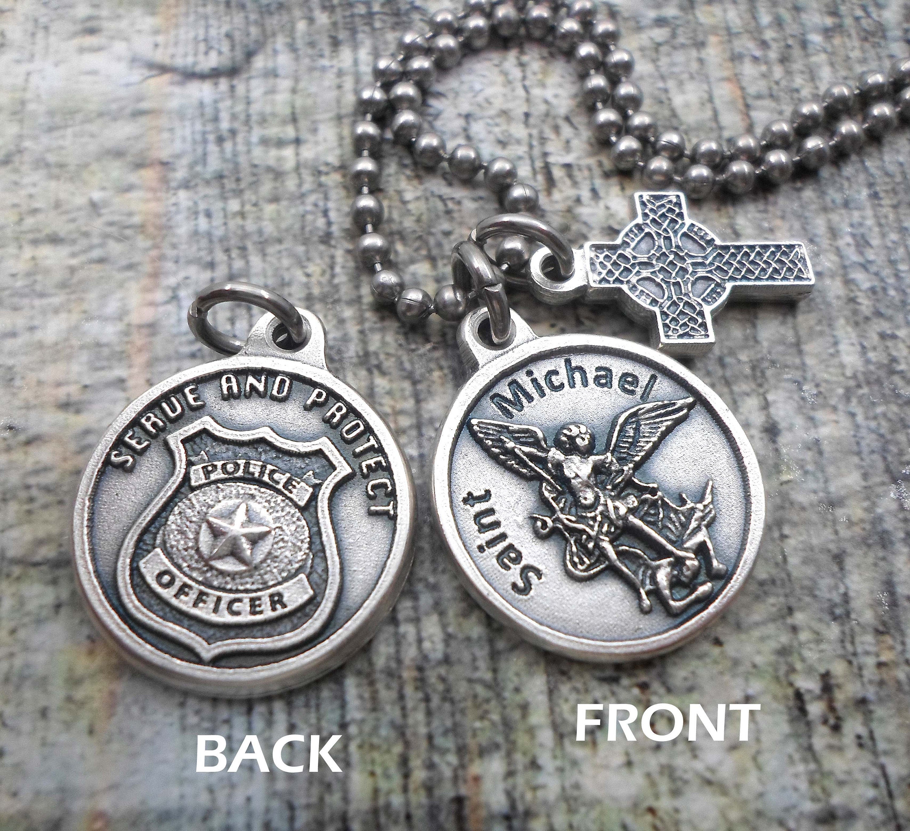 Archangel Michael Police Officers Charm Necklace Keychain - Etsy