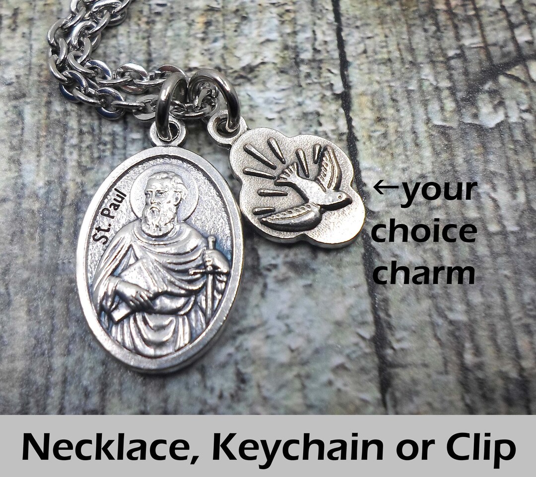 St Paul With St Peter Charm Necklace, Keychain or Clip, Patron Saint ...