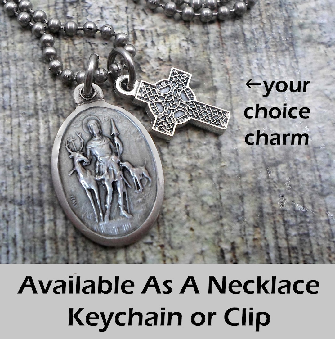 St Hubert Patron Saint of Hunters and Mathematicians, Necklace ...
