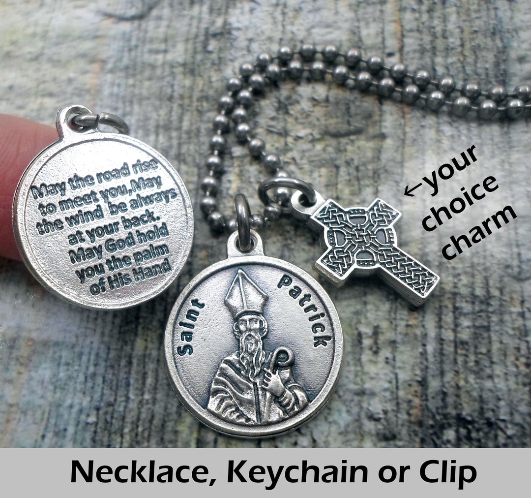 St. Patrick Charm Necklace, Keychain or Clip, Patron Saint, Catholic ...