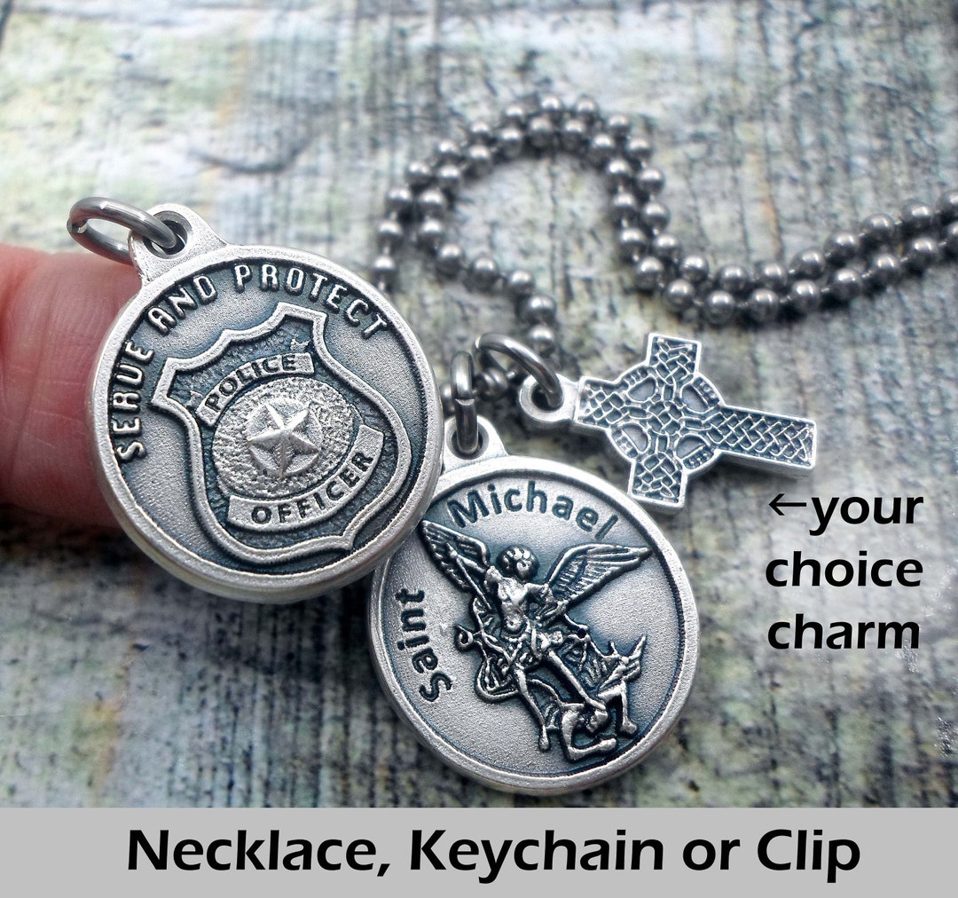 Archangel Michael Police Officer, Necklace, Keychain or Clip - Etsy