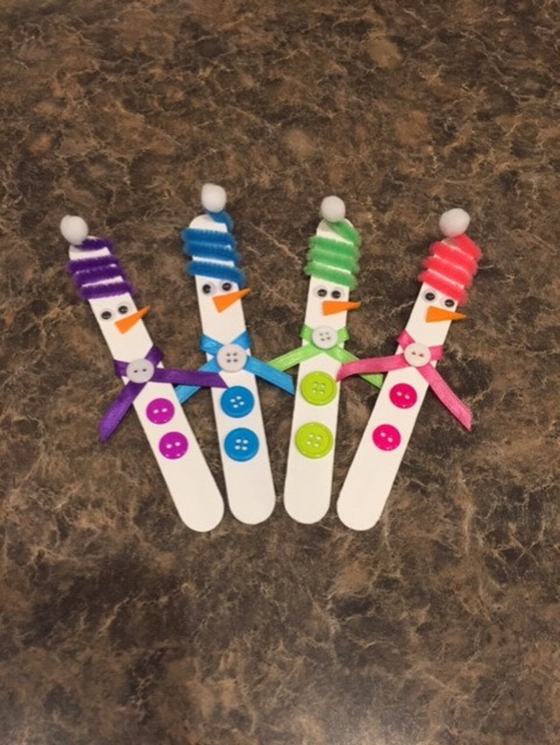 NEW!!! 4 Pieces Bright Colors Snowmen Craft Kit: Snowman Craft Stick ...