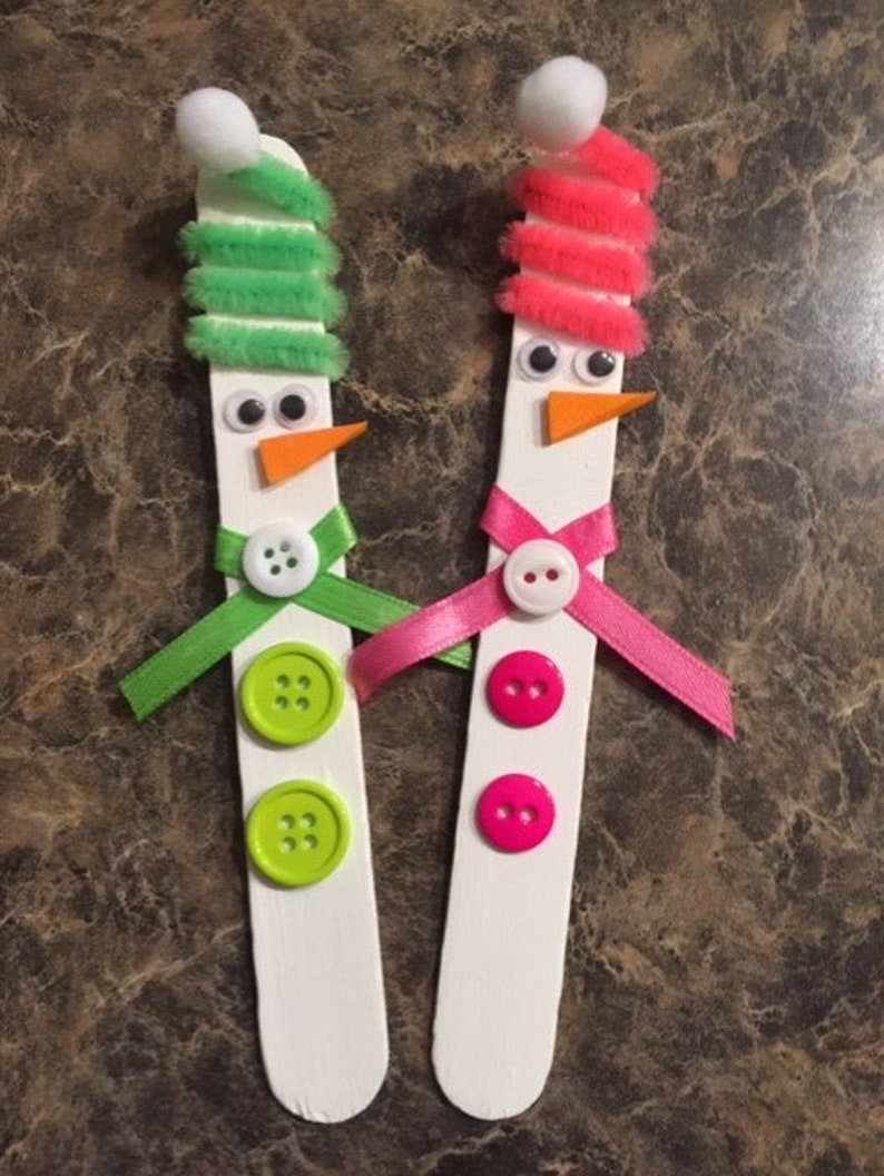NEW!!! 4 Pieces Bright Colors Snowmen Craft Kit: Snowman Craft Stick ...