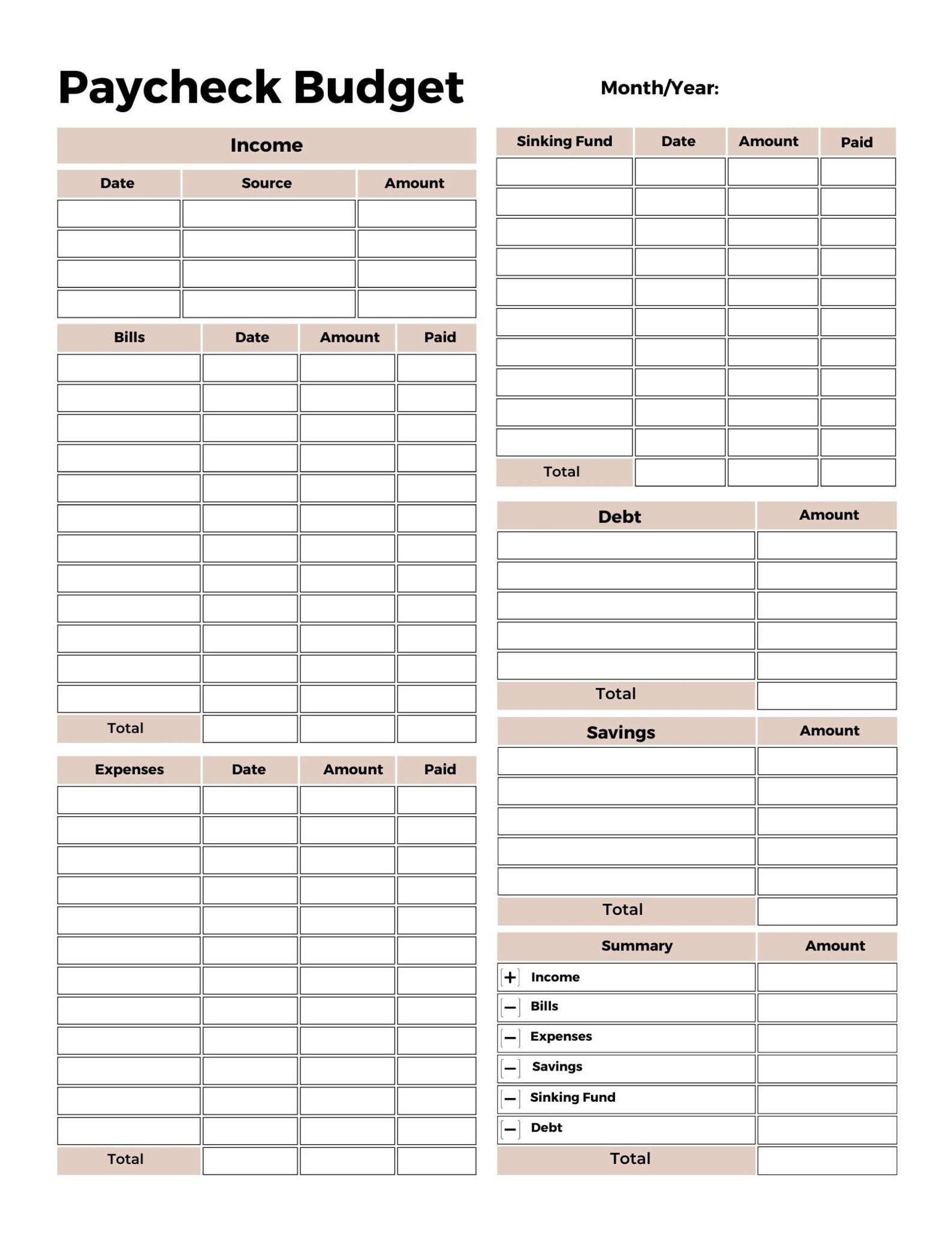 Digital Paycheck Budget Planner (PDF) - Etsy