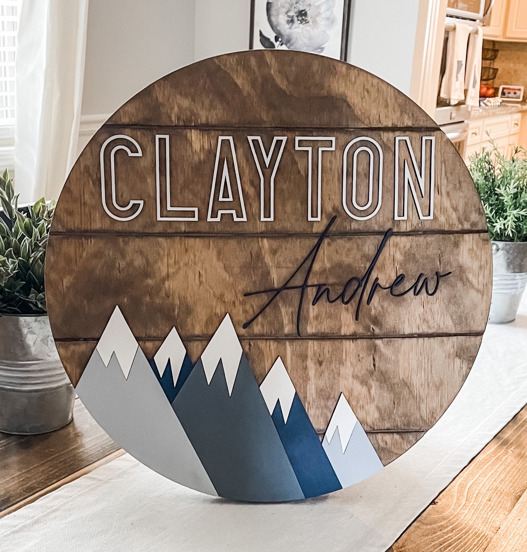 Round Nursery Name Sign 3D Lettering Name Sign Shiplap | Etsy