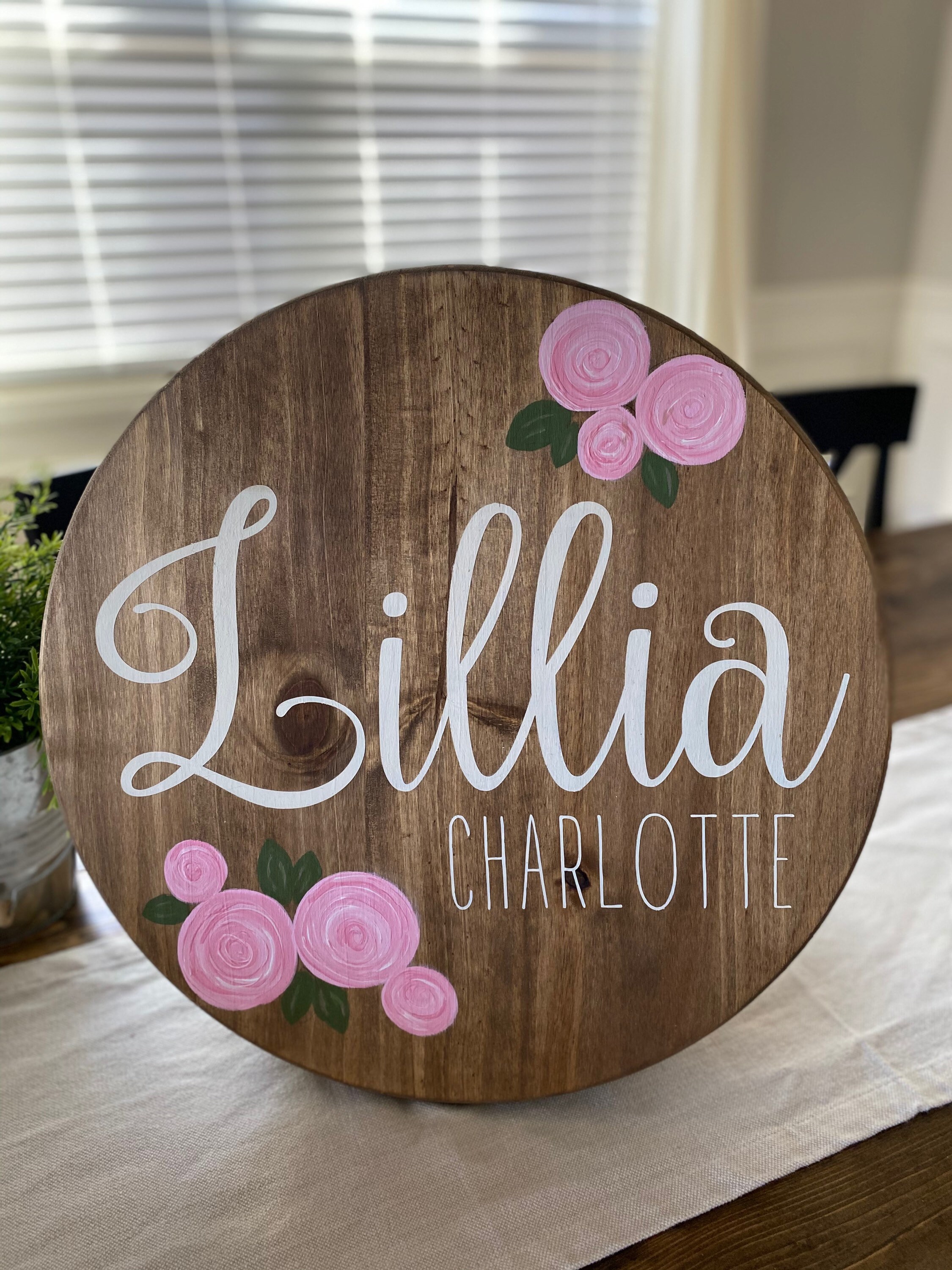 Nursery Name Sign Round Baby Name Sign Nursery Wall Decor | Etsy