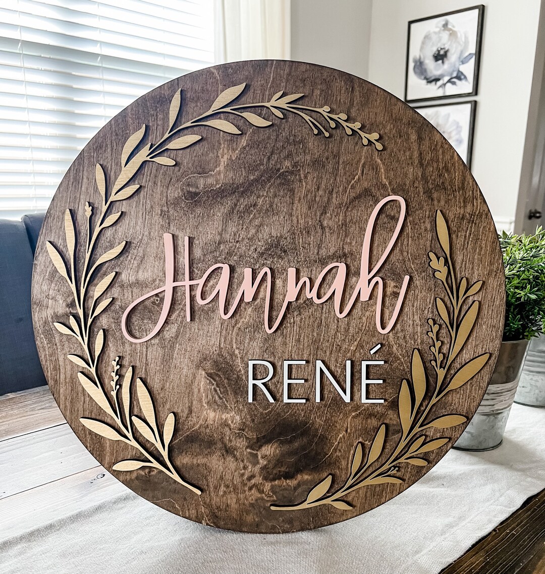 Nursery Name Sign Round, Baby Name Sign, 3D Lettering, Nursery Wall ...