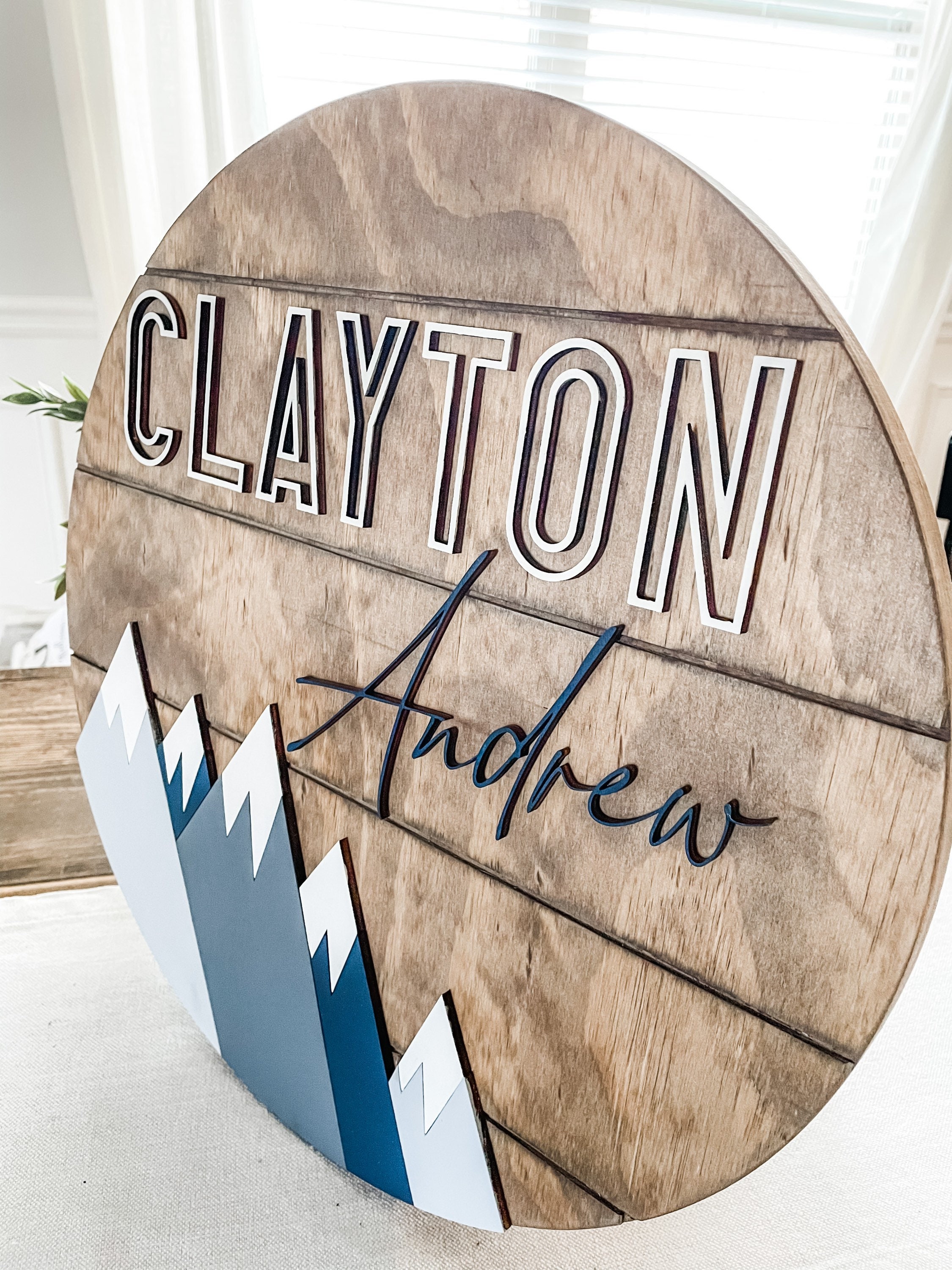 Round Nursery Name Sign 3D Lettering Name Sign Shiplap | Etsy